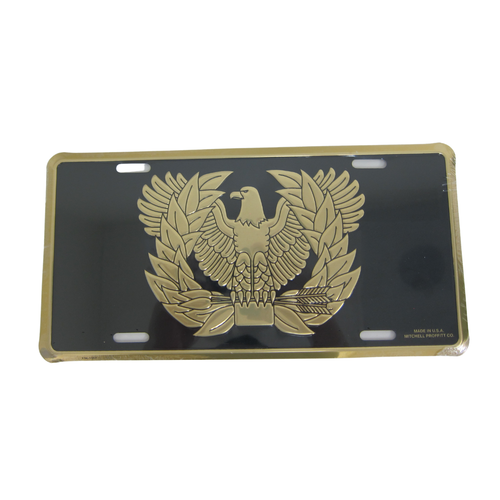U.S. Army Warrant Officer Crest in Gold on Black License Plate Official ...