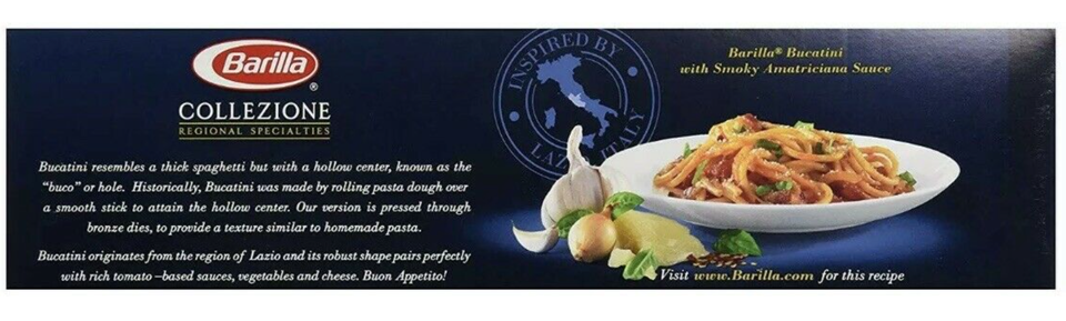 Barilla Bucatini Pasta Al Bronzo 12oz box Durum Wheat Semolina (new ...