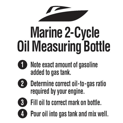 MARINE 2-CYCLE OIL MEASURING BOTTLE 32 FL OZ US GALLONS & LITERS FUEL ...