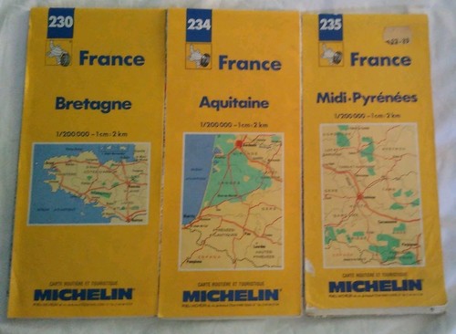 3 Michelin 90s French Tourist Route Sheet Maps Bretagne Aquitaine Midi ...