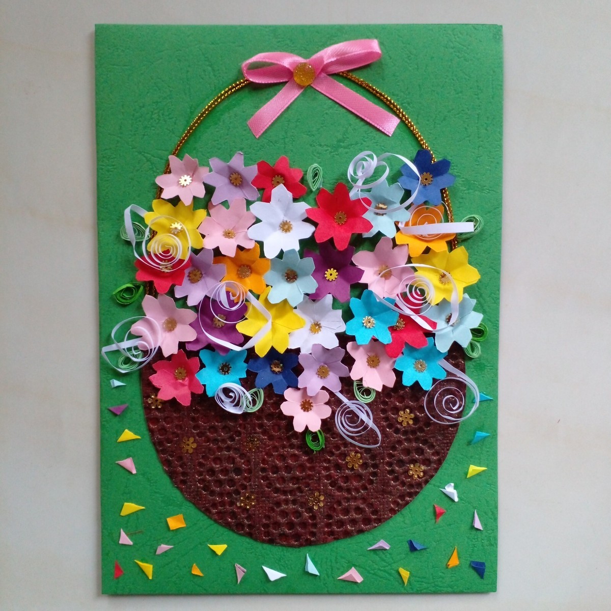 Paper Quilling Flower Basket Flower Basket Quilling Card – Blue Bird