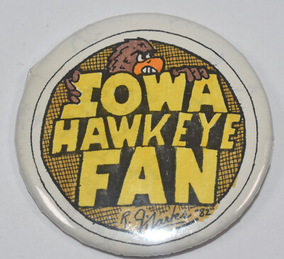 RARE Vintage 1982 University of Iowa Hawkeyes Fan Pin Pinback Button | eBay