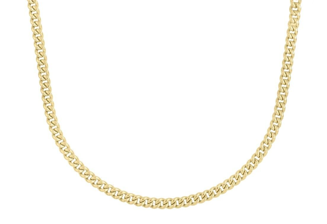 14k Yellow Gold 22" Lite Gourmette Curb Link 4mm 15 gr Pendant Chain ...