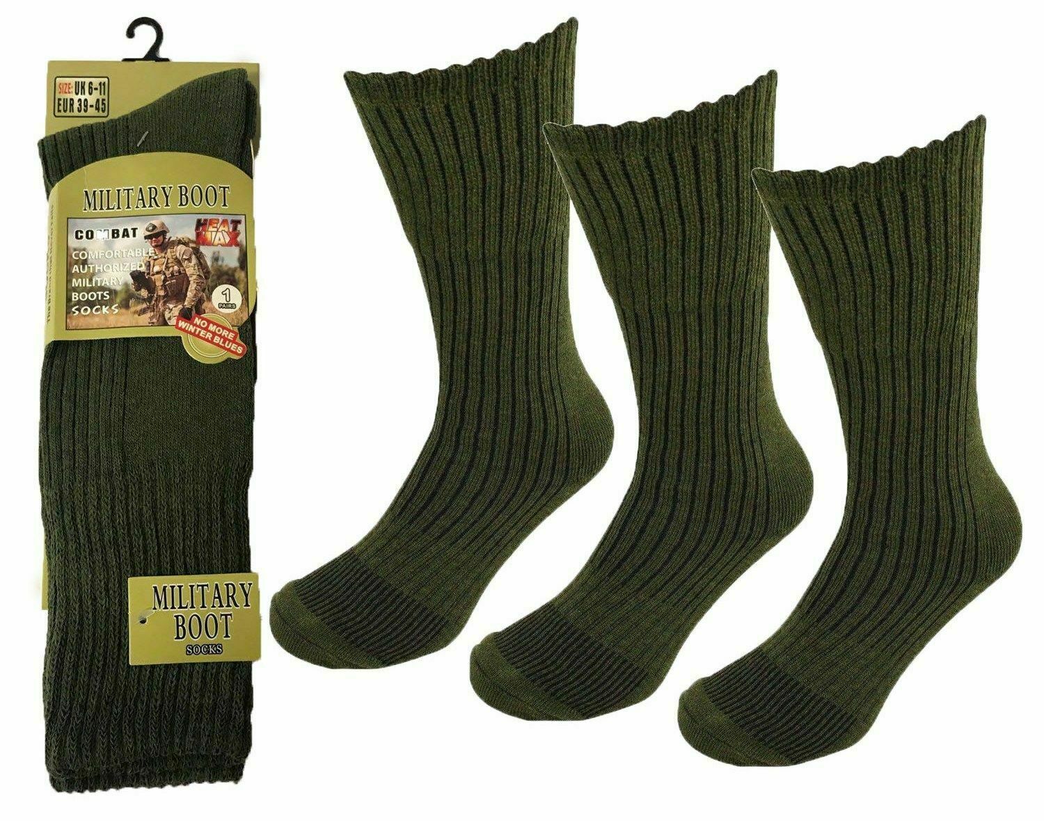 Mens Army Thermal Long Socks Military Warm Winter Olive Size 6-11, 1,3 ...