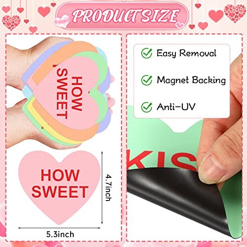 12 Pcs Valentine's Day Car Magnet Candy Heart Decorations Magnet ...