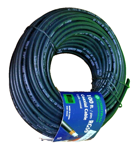 COMTRAN COAX Cables 100 ft. RG59 Coaxial CCTV 261-0242C Security Cable ...
