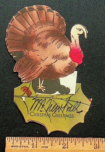 VINTAGE DIE CUT STAND UP TURKEY CHRISTMAS GREETING CARD - LL-18 | eBay
