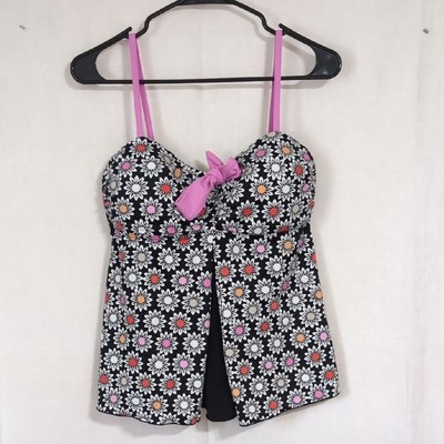 A Shore Fit Black Pink Daisy Print Tankini Top Size 12 | eBay