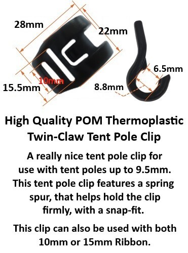 Tent Pole Clips - Superior Quality - Up to 9.5mm Poles - Camping Tent ...