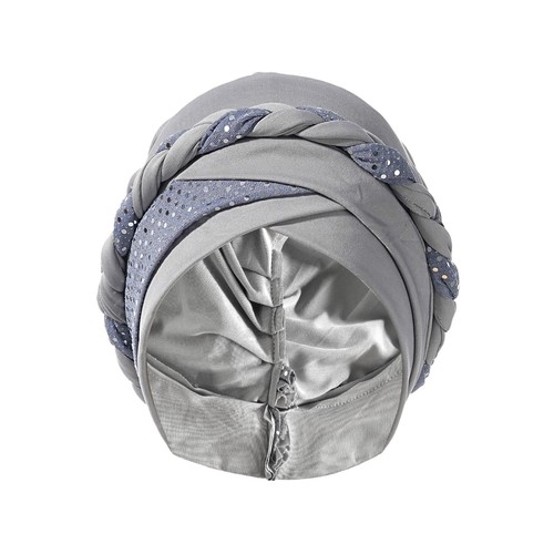 Solid Color Beanies Cap Sequins Braids Women Hijab Muslim Turban Wrap ...