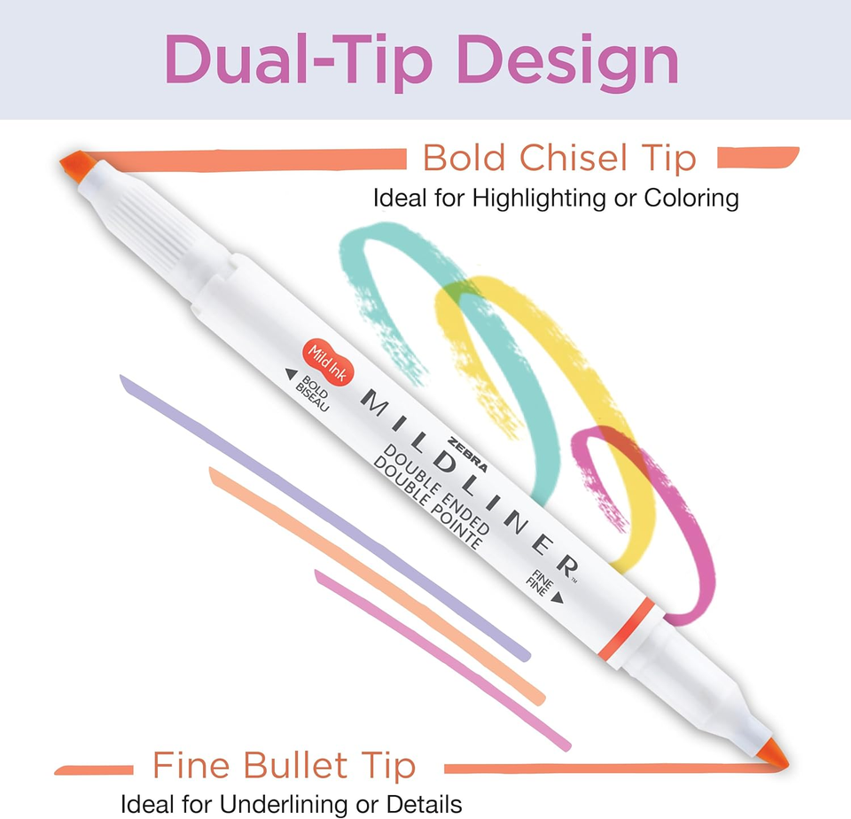 Mildliner Dual Tip Highlighters Chisel and Bullet Tips Bible School ...