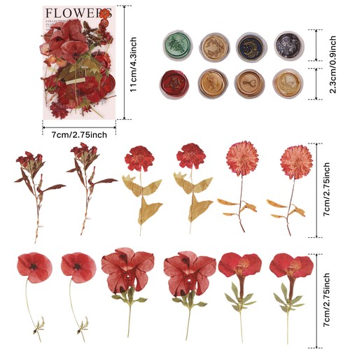 8 Sheets Flower Theme Stickers Set Cute Dried Flowers Stickers ...
