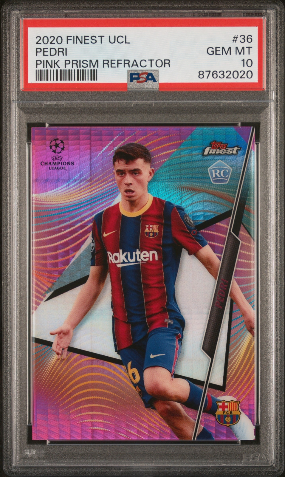 Pedri Rookie Card RC 2020 Topps Finest UEFA Pink Prism Refractor /125 ...