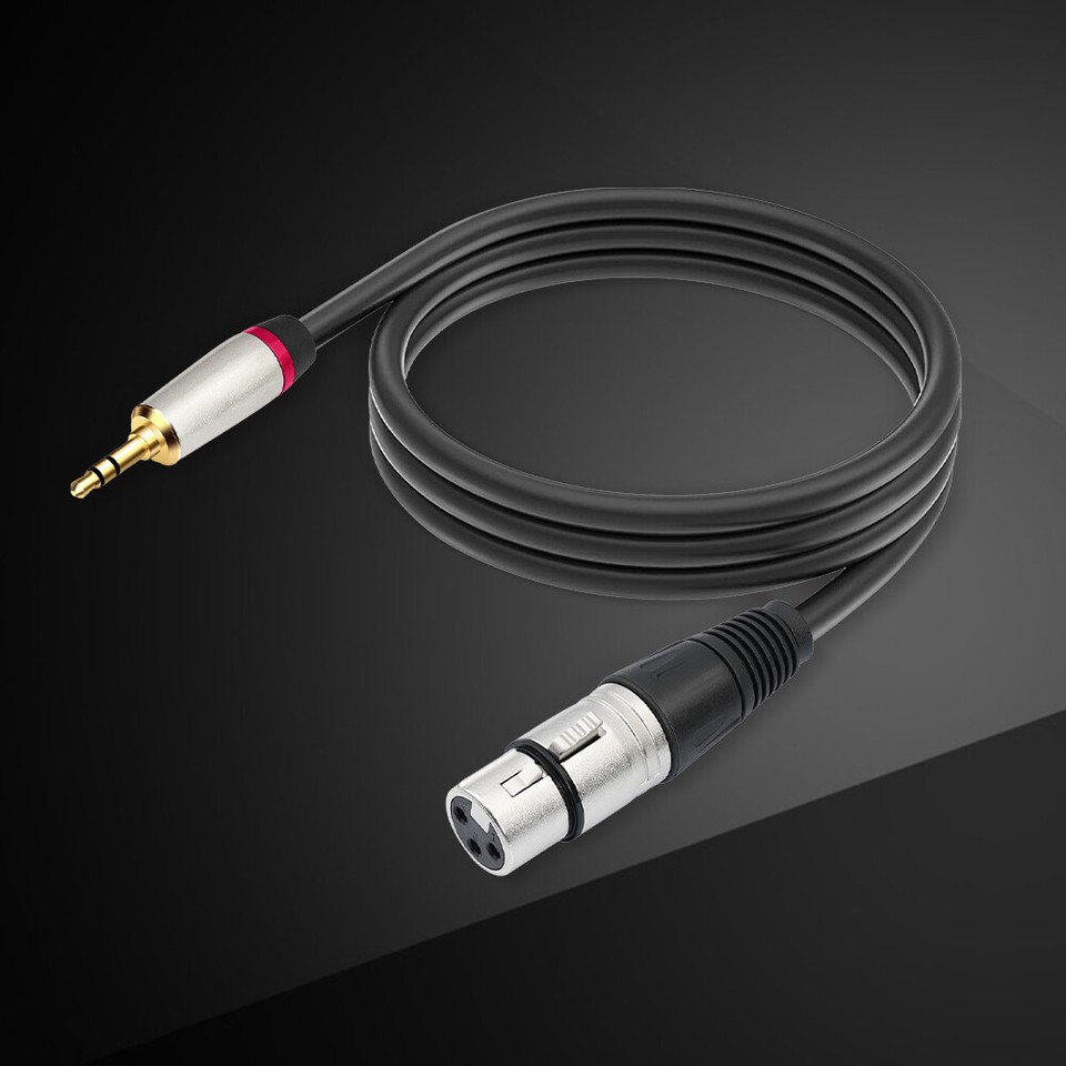 Microphone Balanced Analog Mic Cord XLR To 3.5mm AUX Cable for Speaker ...