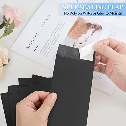 120 Pack 3.2x6.6 Inch Black Kraft Paper Envelopes for Cash Saving ...