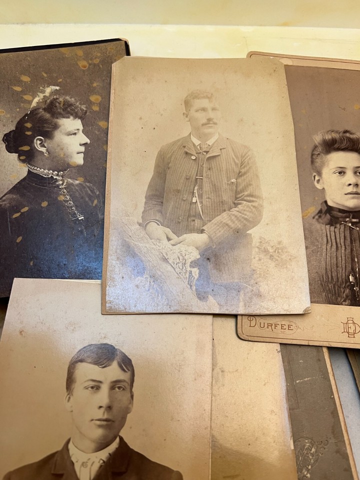 Lot of 14 Antique Cabinet Card Photos Men Women Children Couples | eBay