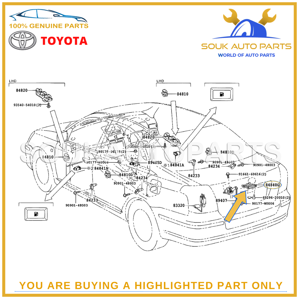 84840-20030 Genuine Toyota SWITCH ASSY, BACK DOOR OPENER 8484020030 OEM ...