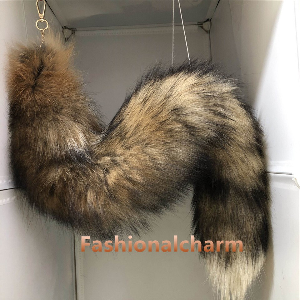 70cm/28" Real Fox Fur Tail Keychain Bag Charm Pendant Costume Patry ...