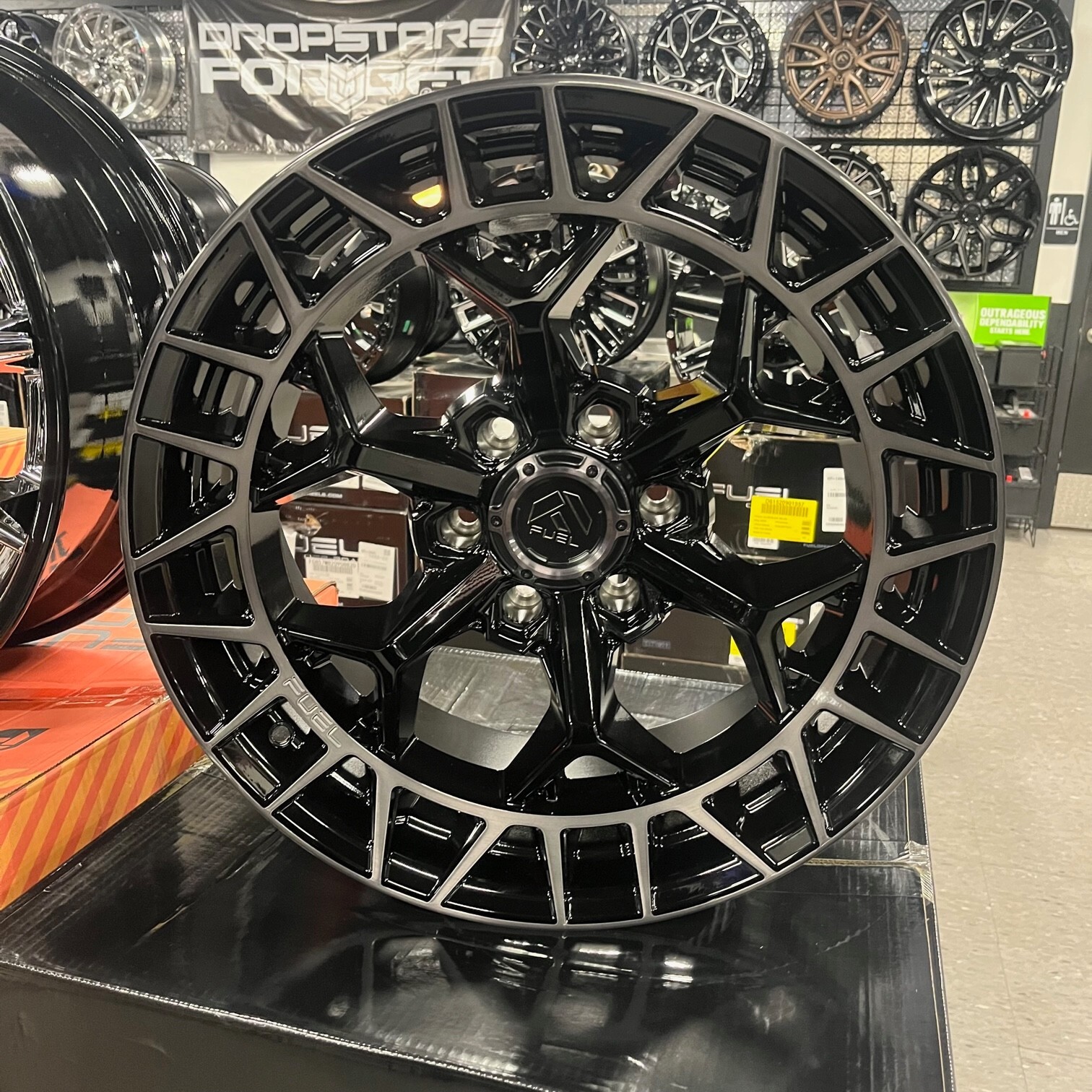 4 New Fuel FC873 Charger 20" Gloss Black Brushed 20x9 6x5.5 Wheels Rims ...