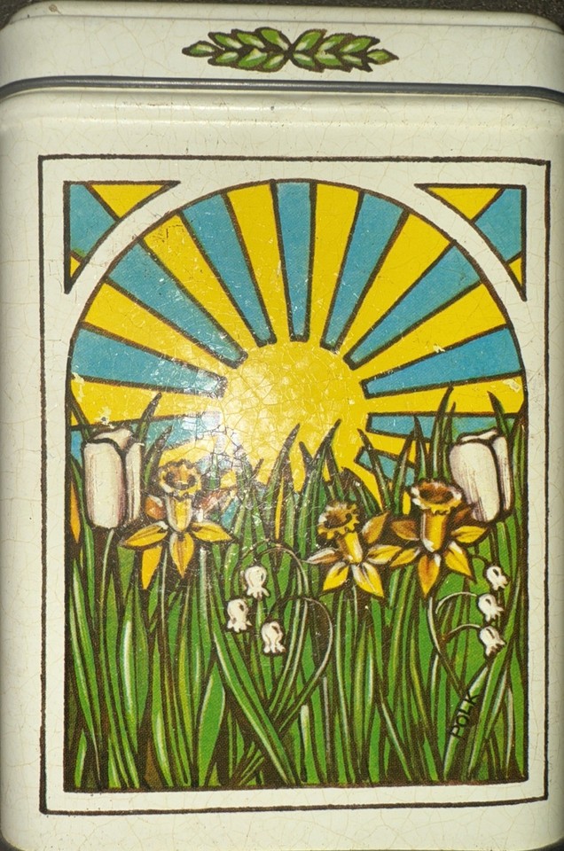 Vintage Floral Sunrise Tea Tin Sun Daffodils Spring | eBay