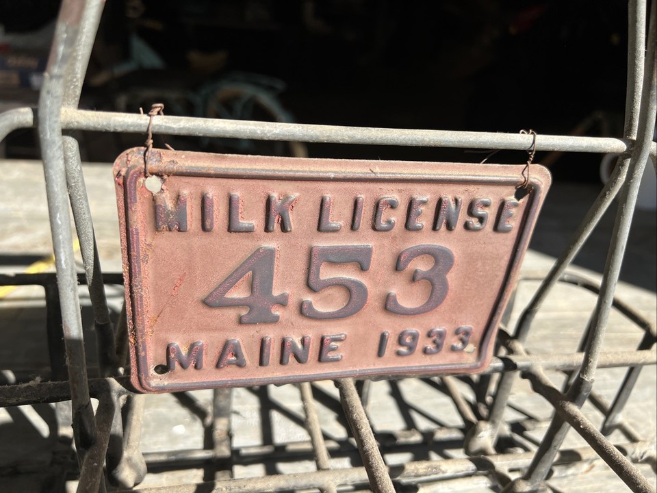 Maine 1933 Milk License Plate # 453 With Original Rubber Coated ...