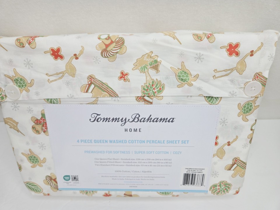 Tommy Bahama Queen Sheet Set Gingerbread Beach Washed 100% Cotton | eBay