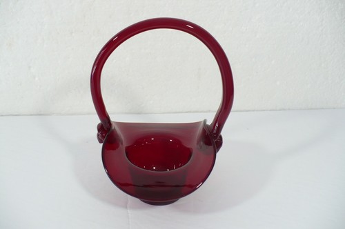1 Vintage Fenton Art Glass Ruby Red Top Hat Basket w/ Handle 6" tall | eBay