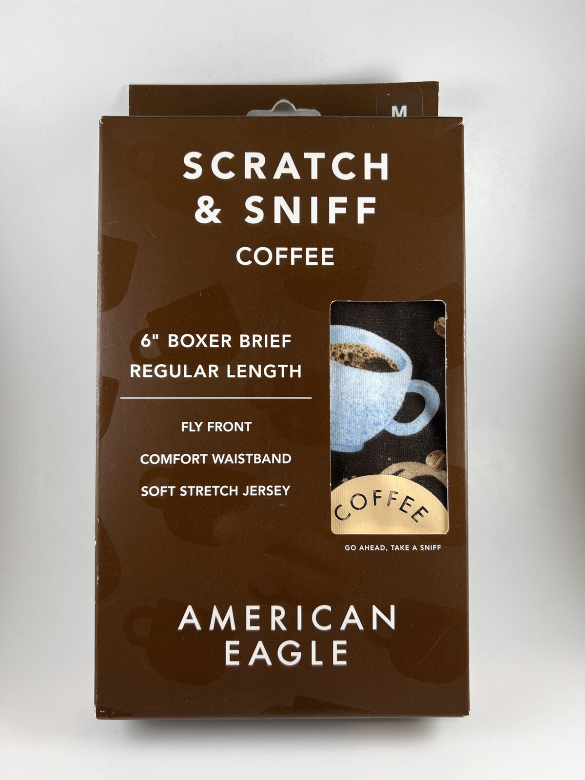 American Eagle 6” Boxer Brief Regular Length Coffee Scratch and Sniff ...