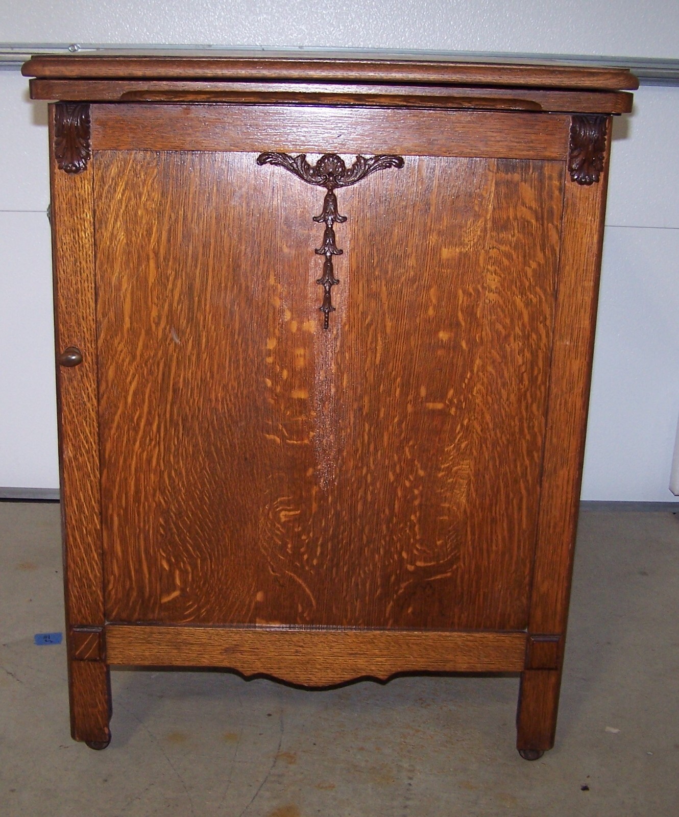 Antique "The Free" Treadle Sewing Machine in a Tiger Oak Parlor Cabinet ...