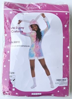 Pixiemain Cute Bunny Costume Adult Women’s Rainbow Color Jumpsuit Size ...