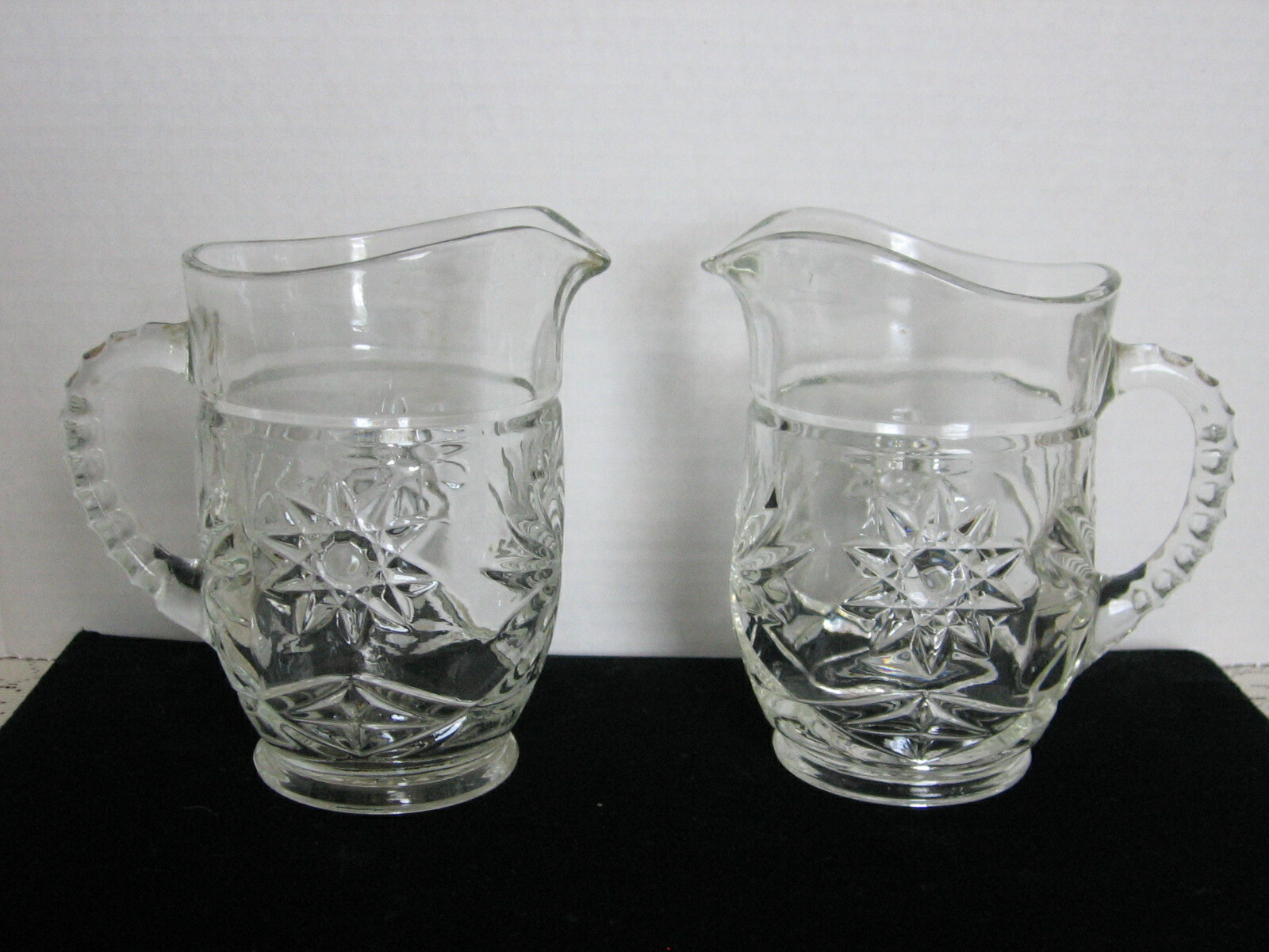 2 Milk Pitchers 10 Point Star of David Early American Presscut Clear ...