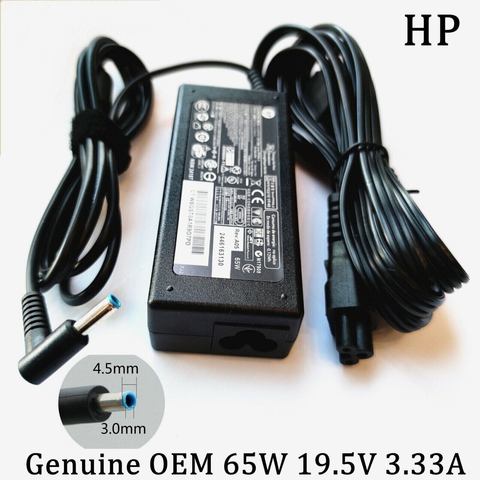 GENUINE HP LAPTOP AC 65W ADAPTER POWER 3.33A CHARGER 19.5V POWER CORD ...