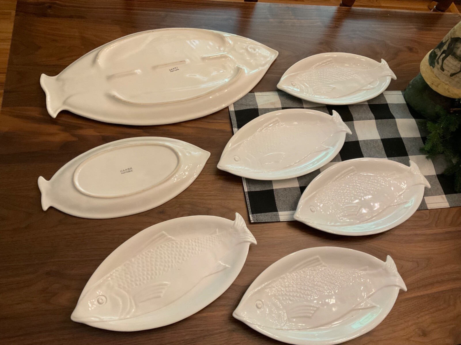 Vintage DANSK White Fish Platter and Plate LOT, Large Platter w/ 6 ...