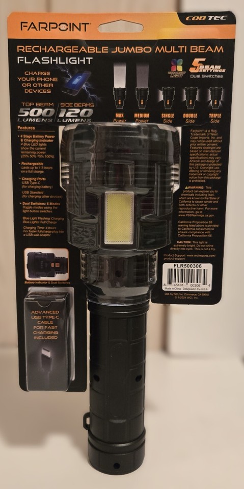 Farpoint Rechargeable Jumbo Multi Beam Flashlight 500 Lumens | eBay