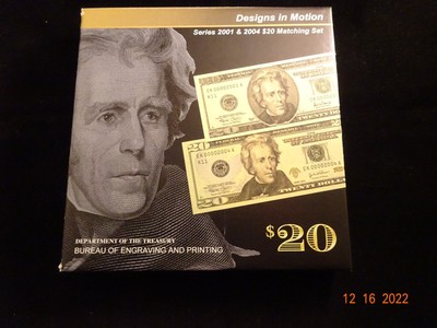 $20 Designs in Motion Series 2001 and 2004 Matching Set, - 1 of 10,000 ...