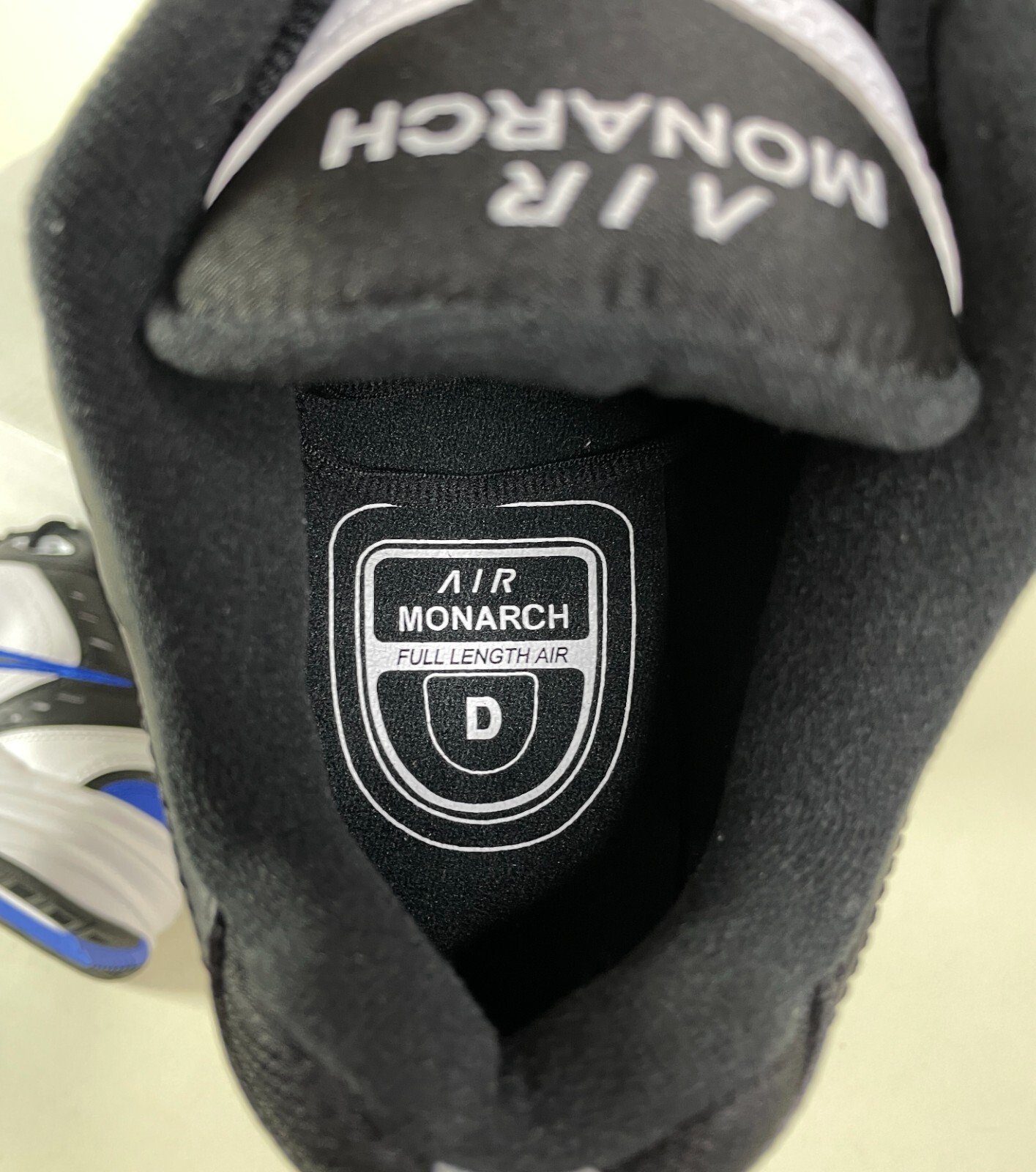 Nike Air Monarch IV White Black Blue Shoes Men's Size 6-6.5 D (415445 ...