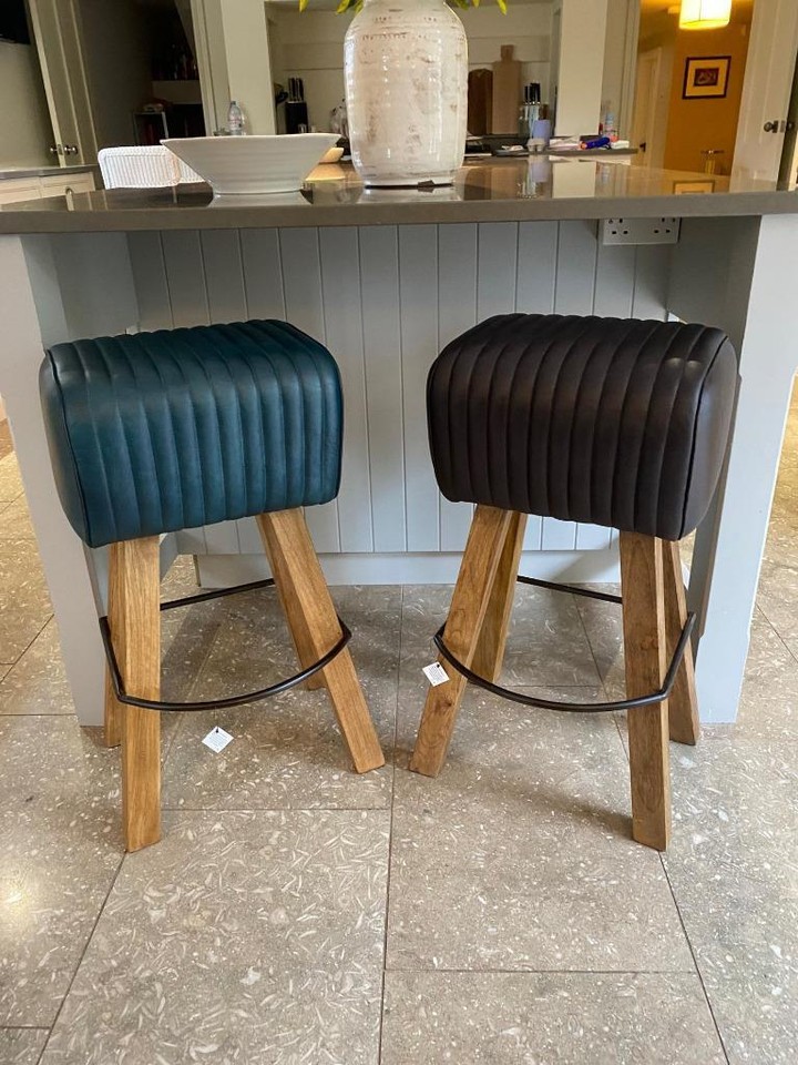 Leather Breakfast Bar Kitchen Counter Stool - Wood Legs Pommel Horse ...