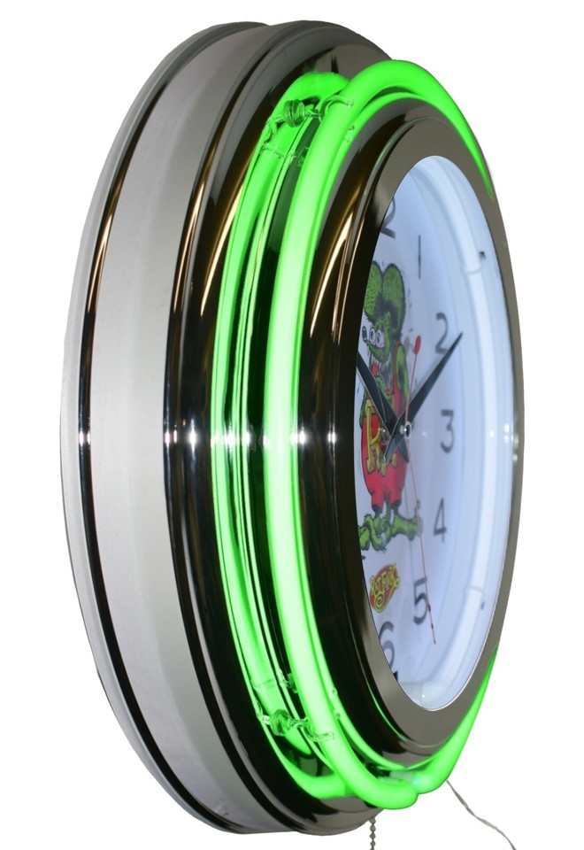 15" Rat Fink Double Neon Clock Man Cave Garage Decor (Green) | eBay