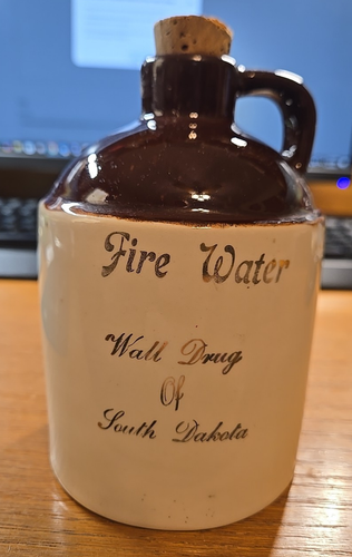 Vintage FIRE WATER Wall Drug of South Dakota Souvenir Crock Jug 4.5 ...
