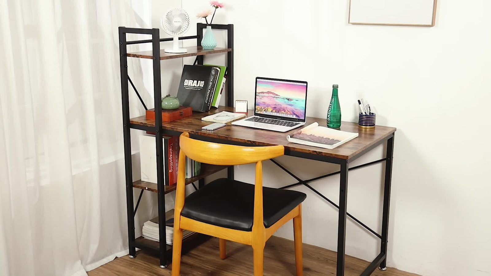 PC Table Study Computer Desk Unit Home Office Workstation Corner Shelve ...