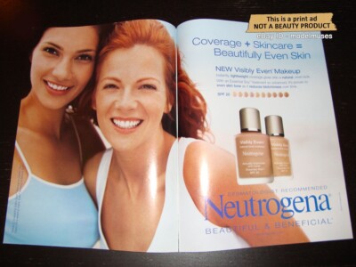 NEUTROGENA Cosmetics 2-Page Magazine PRINT AD 2004 beautiful brunette ...