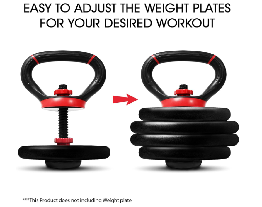Yes4All Adjustable Kettlebell for Weight Plates, Exercise Kettlebells ...