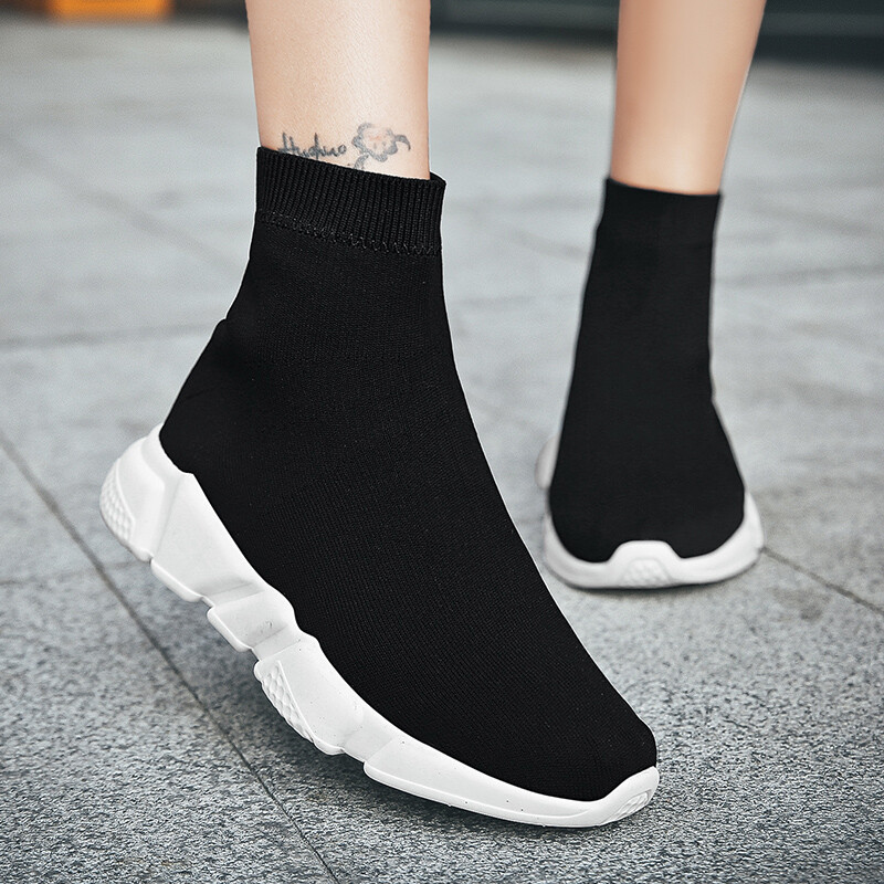 Mens High Top Socks Sneakers Running Athletic Gym Shoes Walking Driving ...