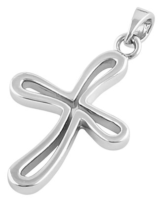 Sterling Silver Wavy Cross Pendant 1" Drop | eBay