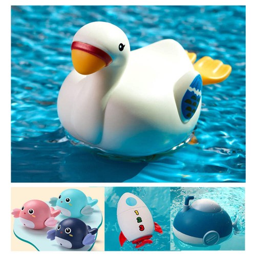 Bath Toy Wind Up Goose Dolphin Swimming Colorful Water Toy | eBay