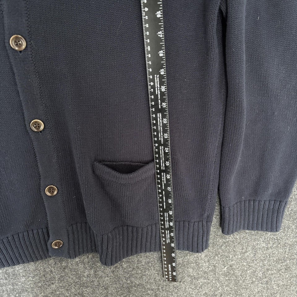 LL Bean Cardigan Sweater Men's XL Navy Blue Cotton Button Front Pockets ...