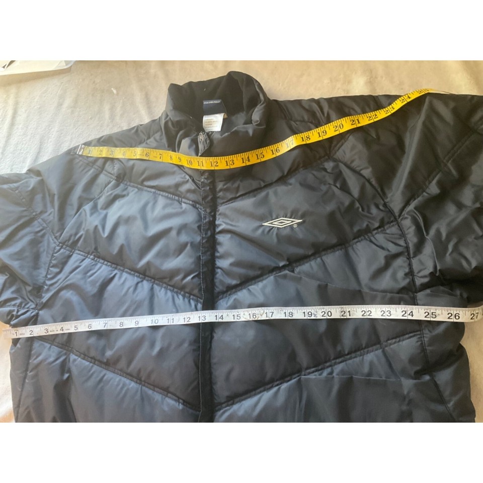 Vintage Umbro Mens XL Black Quilted Puffer Jacket Coat Down Blend* Read ...