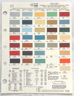 1978 FORD PPG COLOR PAINT CHIP CHART ALL MODELS ORIGINAL | eBay
