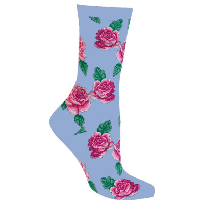 Hotsox Womens Rose Print Socks, Coastal Blue, 1 Pair, Womens Shoe 4-10 ...