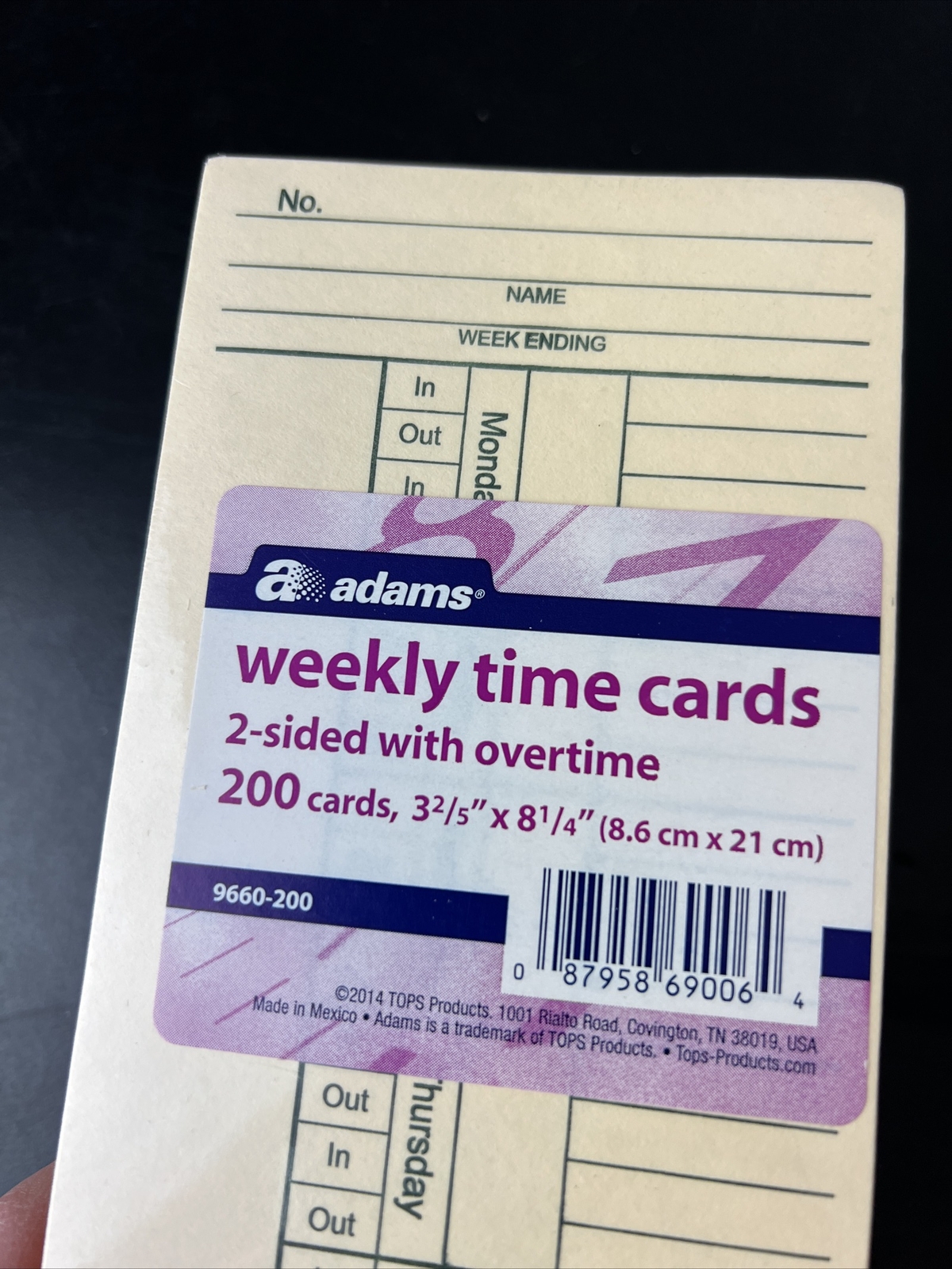ADAMS WEEKLY 2-SIDED TIME CARDS WITH OVERTIME - PACK OF 200 NEW 3-2/5 ...